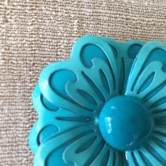 Vintage | Jewelry | Vintage Turquoise Enamel Flower Brooch | Poshmark